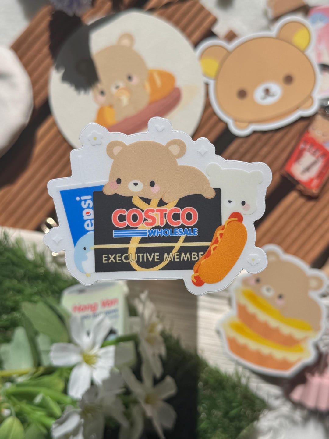 Executive Member Card Vinyl Sticker With Brown Bear | Gifts Under 5 - Etsy