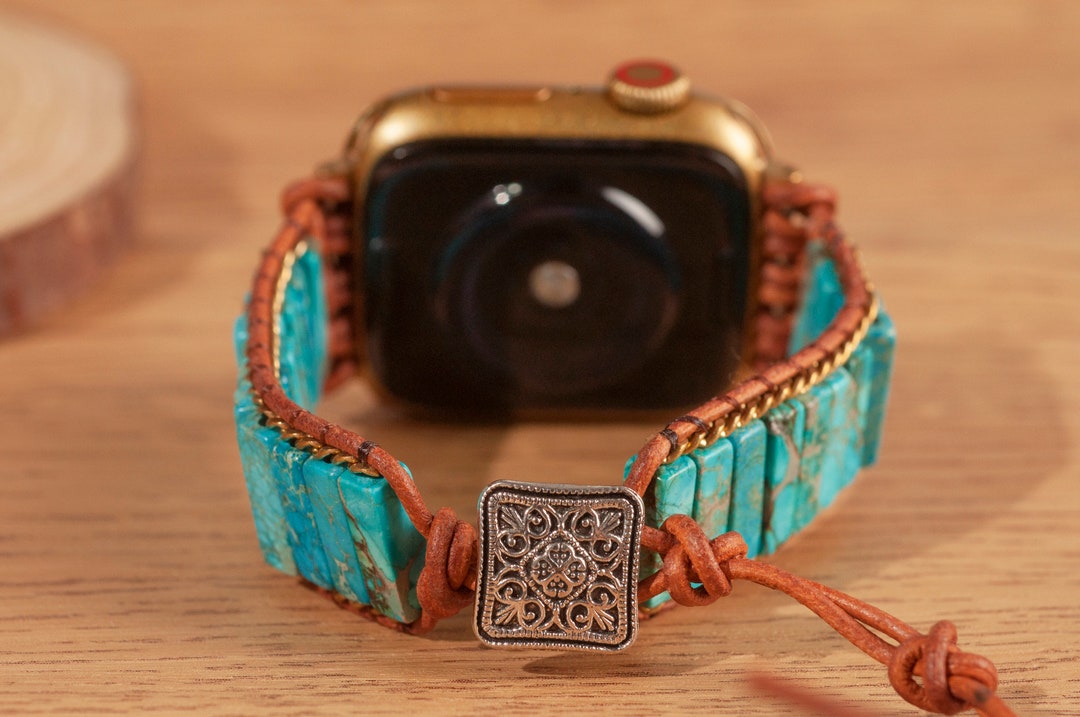 Natural Turquoise Stone Bracelet Apple, Samsung Watch Strap, Healing ...