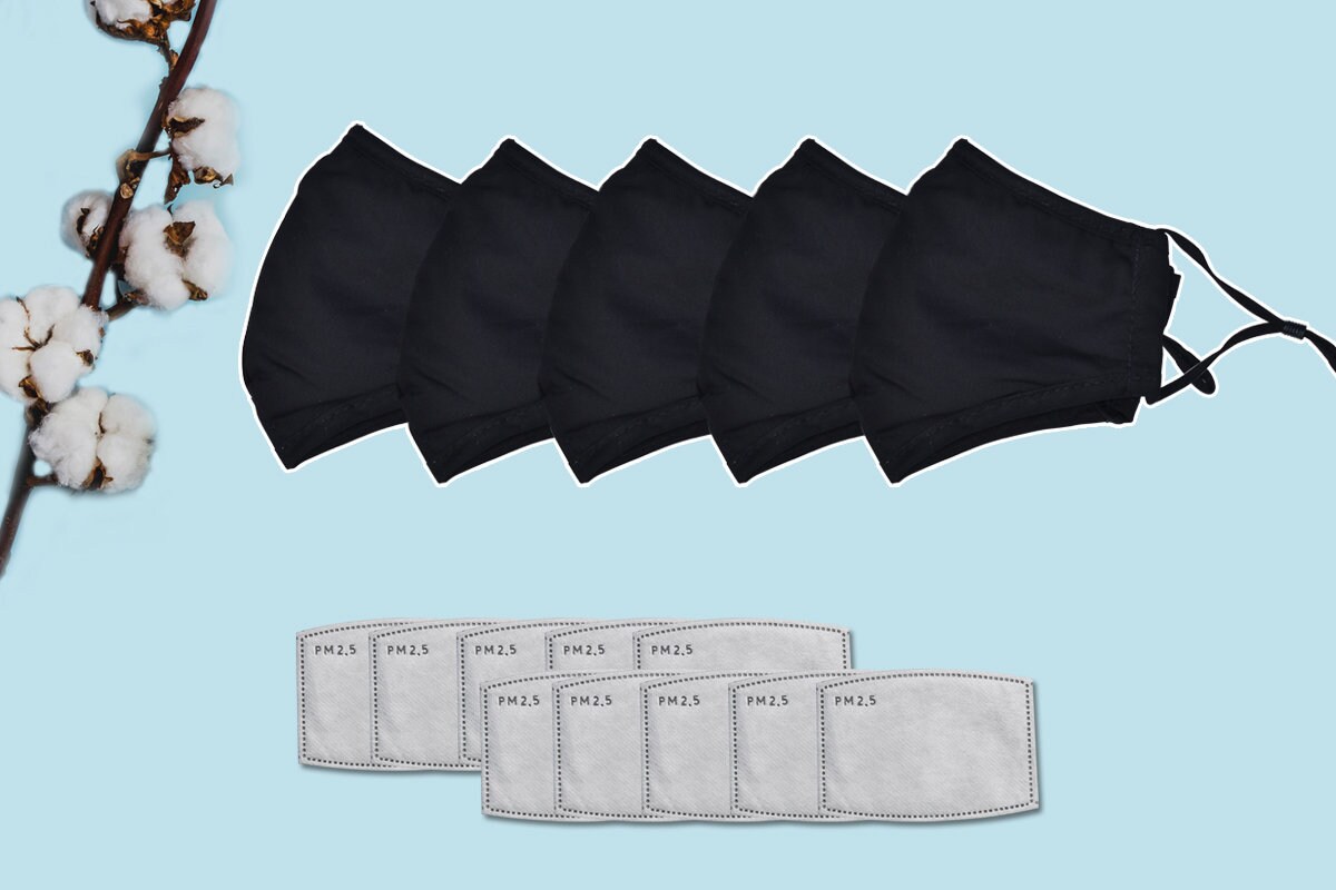 5 Pack Black Cloth Face Mask, Filter Pocket, Adjustable, Reusable - Etsy