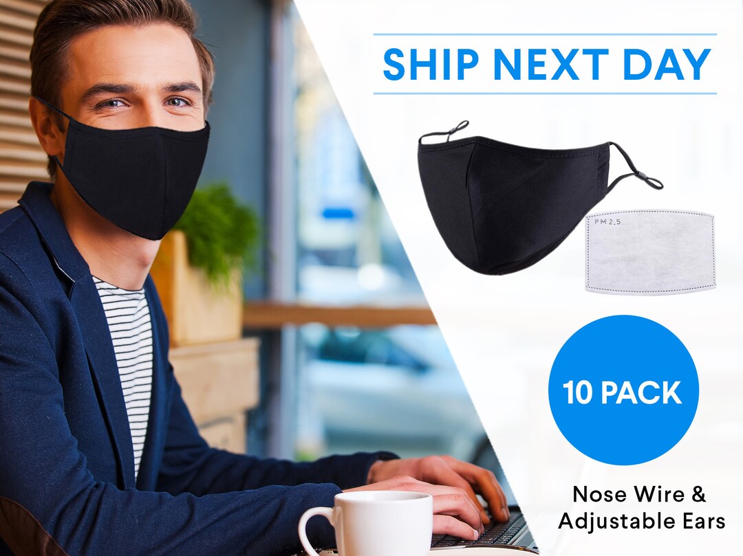 10 Pack Face Mask With Filter Pocket Cloth Unisex Reusable - Etsy