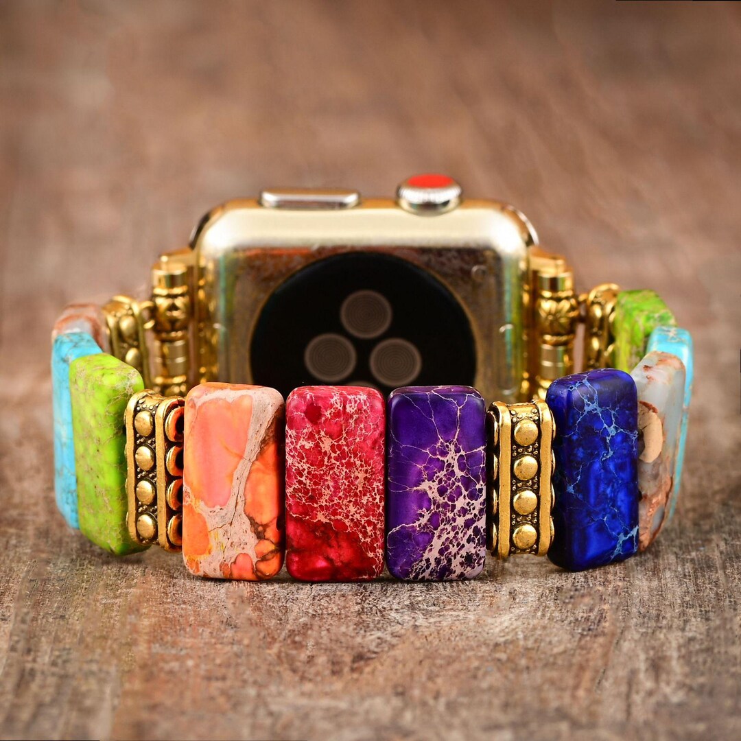 Colorful Imperial Stone Beaded Apple Elastic Cord Strap, Adjustable ...