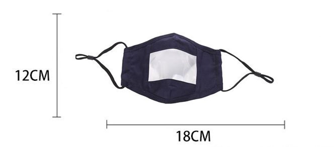 Clear Face Mask for ASL, Teacher, Lip Reading, Hard of Hearing Deaf ...