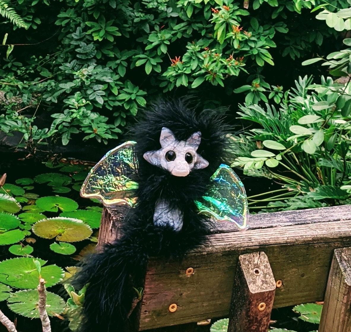 Baby Dragon Black White Winged Shoulder Puppet Cable Action Figure W ...