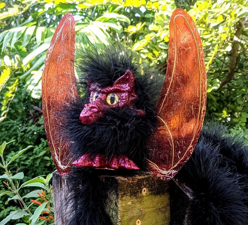 Black Red Winged Dragon Shoulder Puppet Fantasy Perching Monster With ...