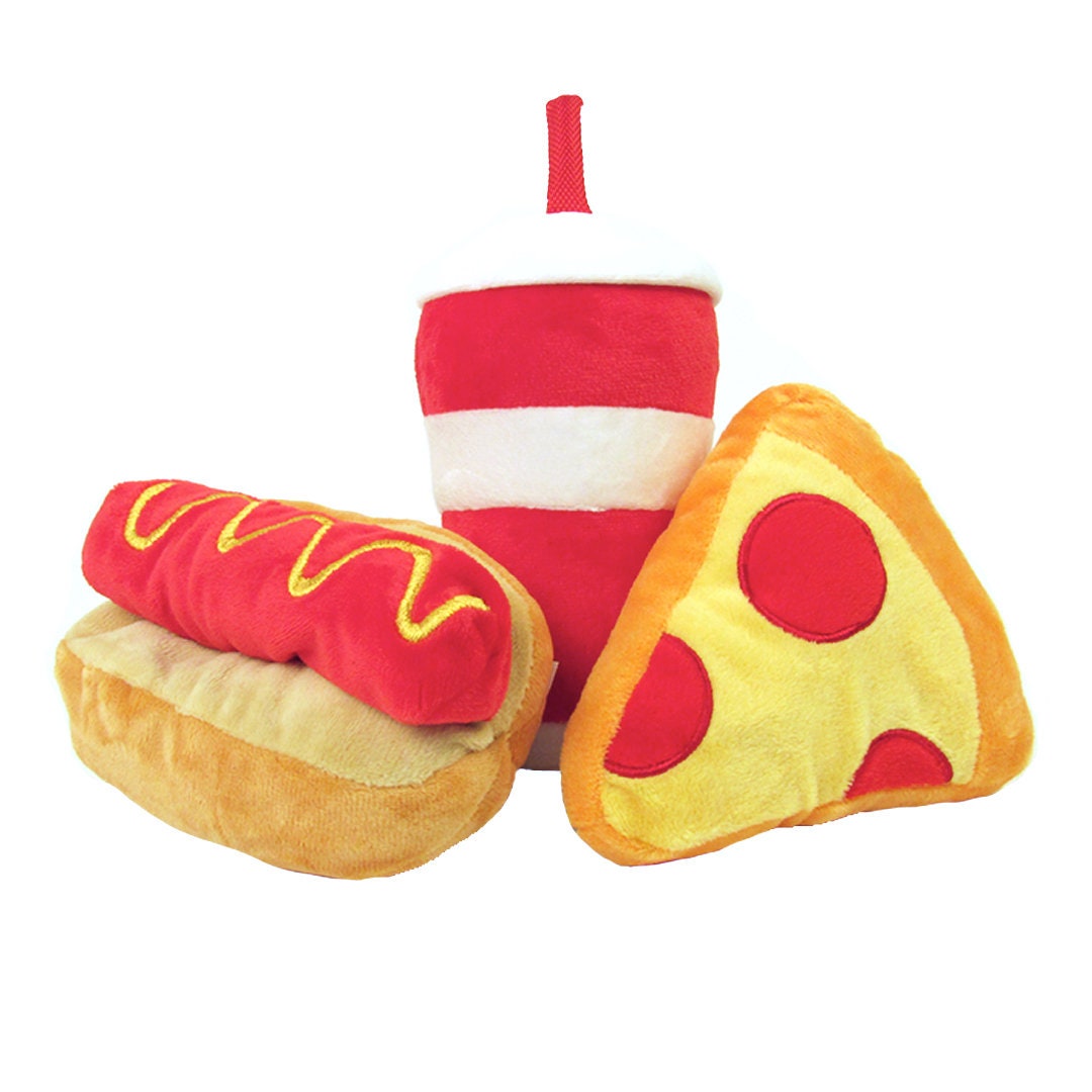 TONBO Game Time Combo - Crinkle Plush Cute Dog Toys, Pizza, Hot Dog ...