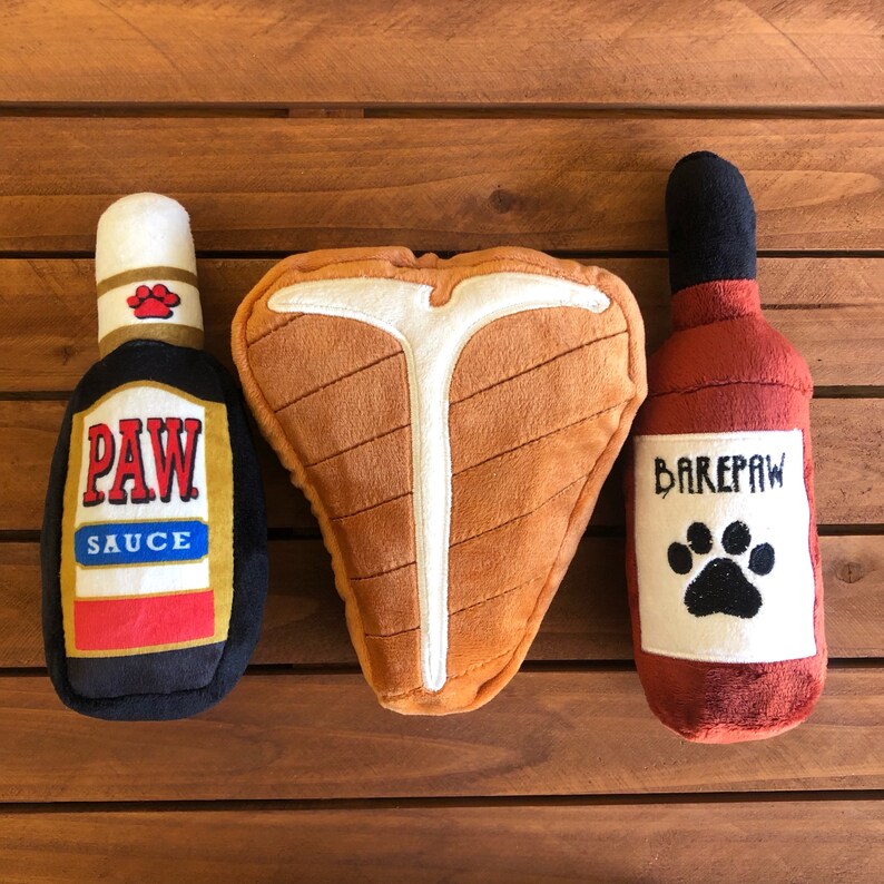 TONBO Date Night Combo Crinkle Plush Cute Dog Toys Steak - Etsy