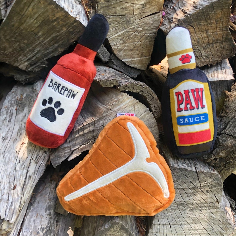 TONBO Date Night Combo Crinkle Plush Cute Dog Toys Steak | Etsy