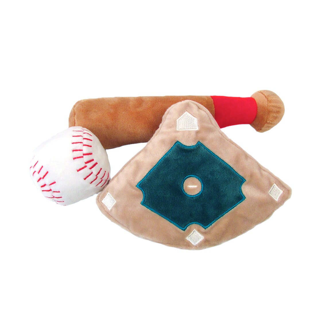 TONBO Ball Park Combo - Crinkle Plush Cute Dog Toys, Baseball, Bat, and ...
