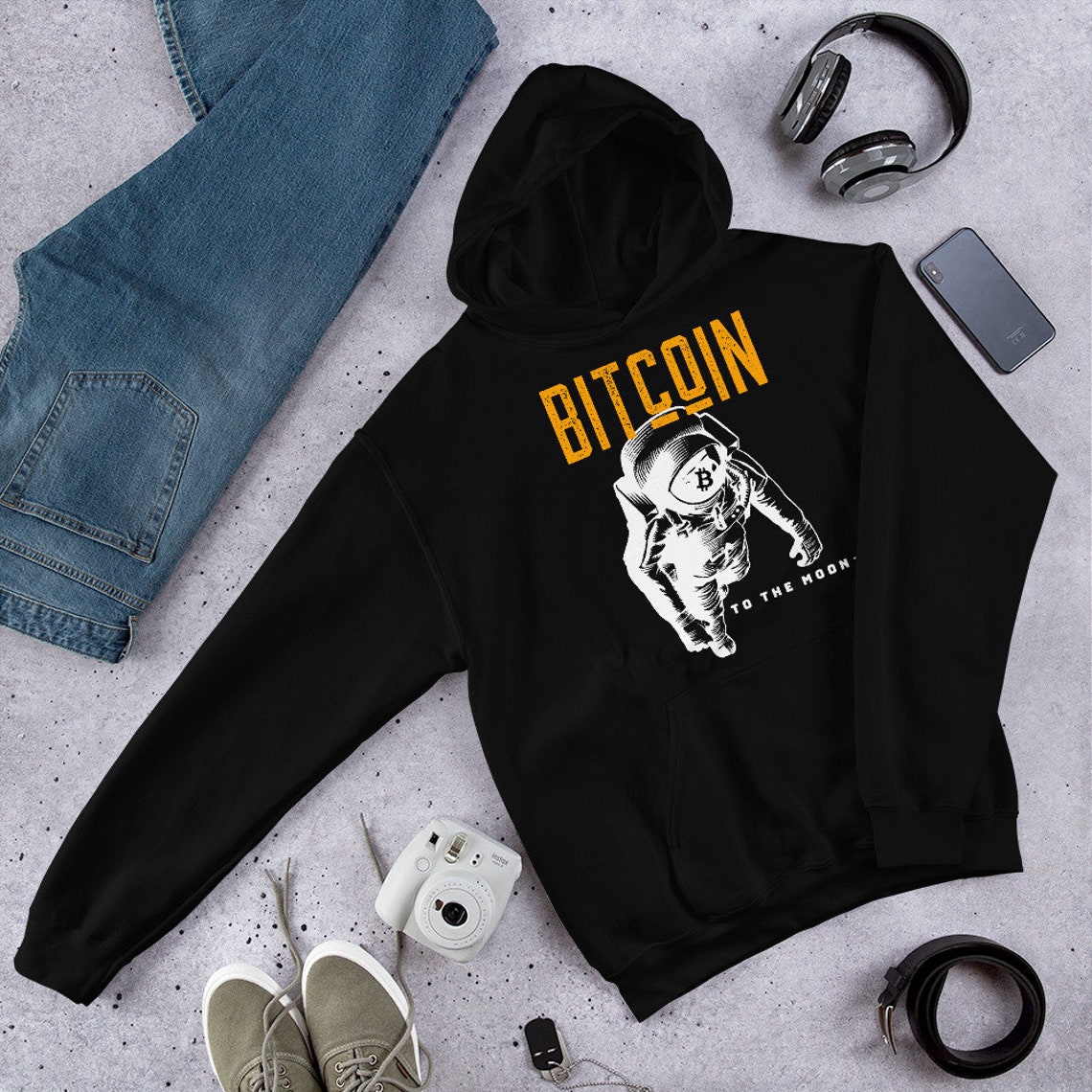 Bitcoin To The Moon Hoodie Bitcoin Hoodie Bitcoin Hooded | Etsy