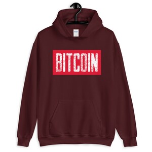 Bitcoin Red Grunge Hoodie | Crypto | Cryptocurrency | Sweater | BTC ...