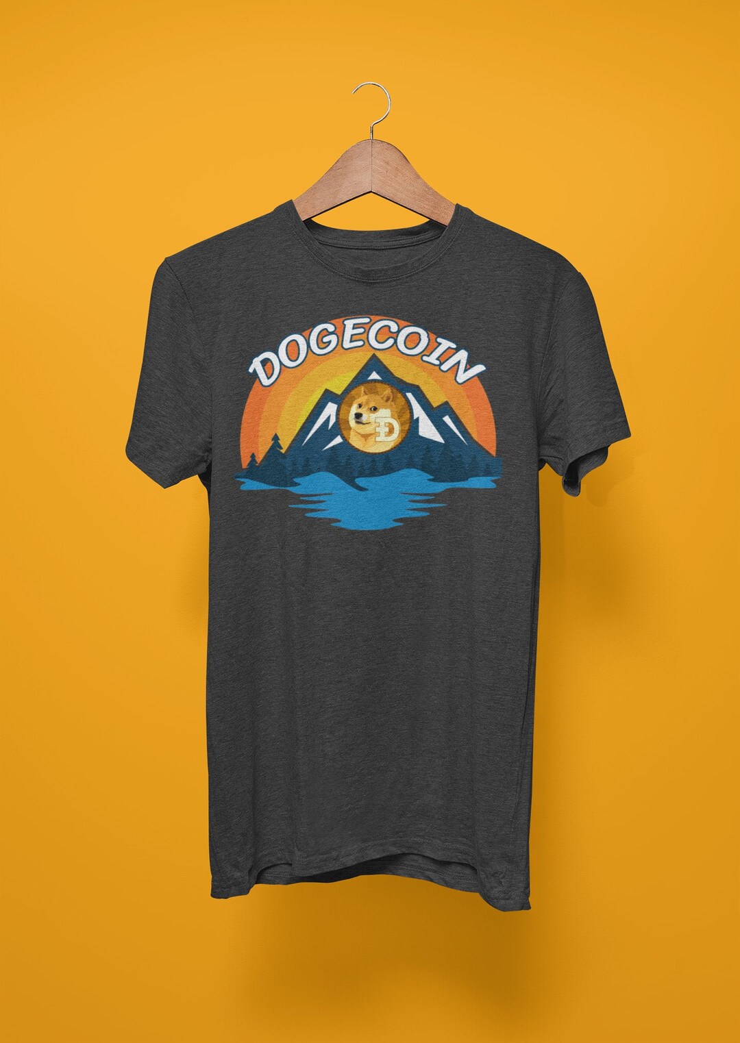 Dogecoin Mountain Sunset Shirt Dogecoin Tshirt Cryptocurrency Tee ...