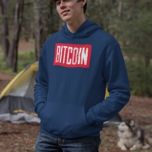 Bitcoin Red Grunge Hoodie | Crypto | Cryptocurrency | Sweater | BTC ...