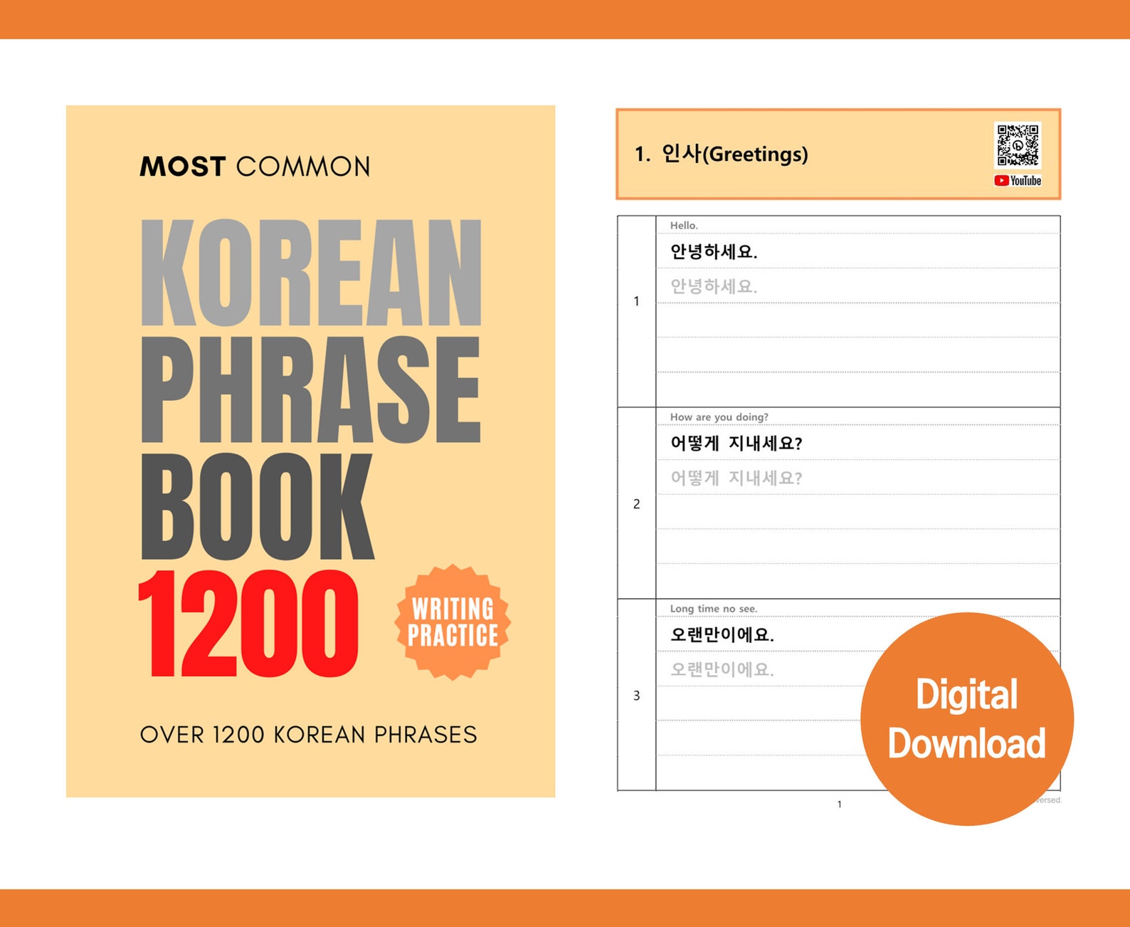 Korean Phrase Book 1200 (writing Practice) (ebook / PDF / Goodnotes) - Etsy