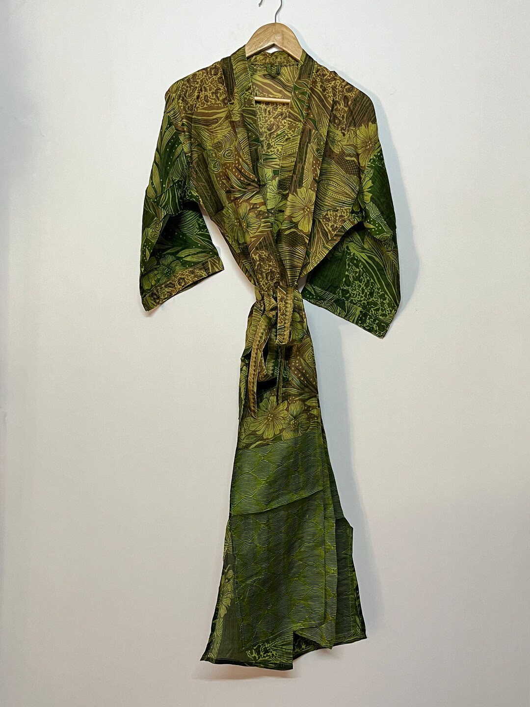 Recycle Sari Silk Kimono Robe, Women Silk Kimono Robe, Pure Silk ...
