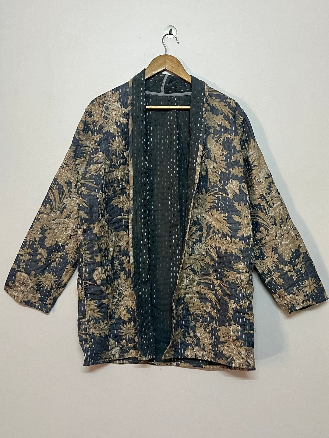 Floral Kantha Jacket, Indian Handmade Kantha Jacket, Winter Jacket Boho ...