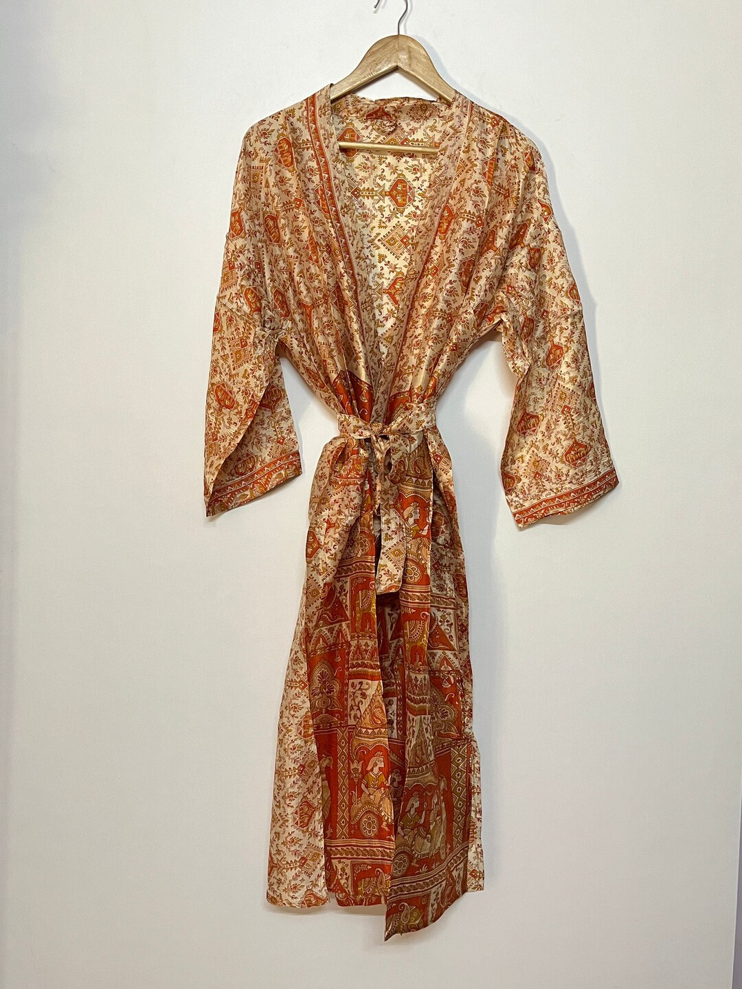 Pure Silk Long Kimono Robe, Silk Dressing Gown, Luxury Silk Kimono Robe ...