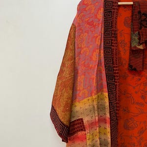 Recycled Silk Patchwork Kimono, Women Patchwork Silk Kimono Robe, Boho ...