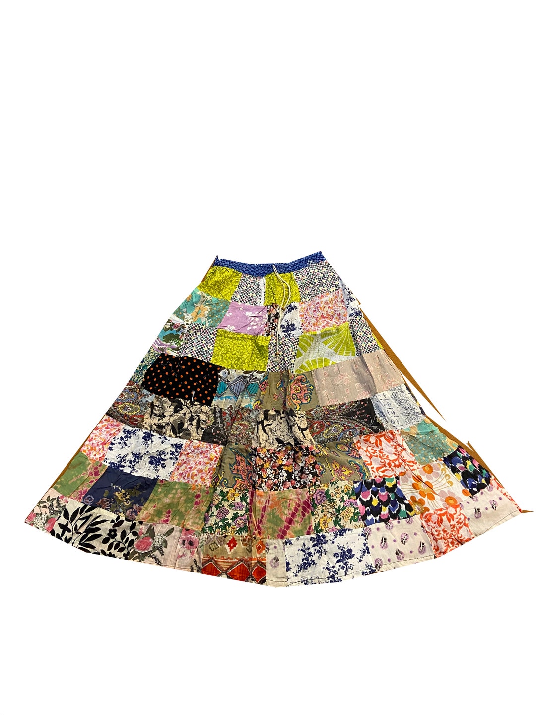 Bohemian Assorted Patchwork Skirt / Indian Handmade Cotton Patchwork Skirt or Women's / Boho ...