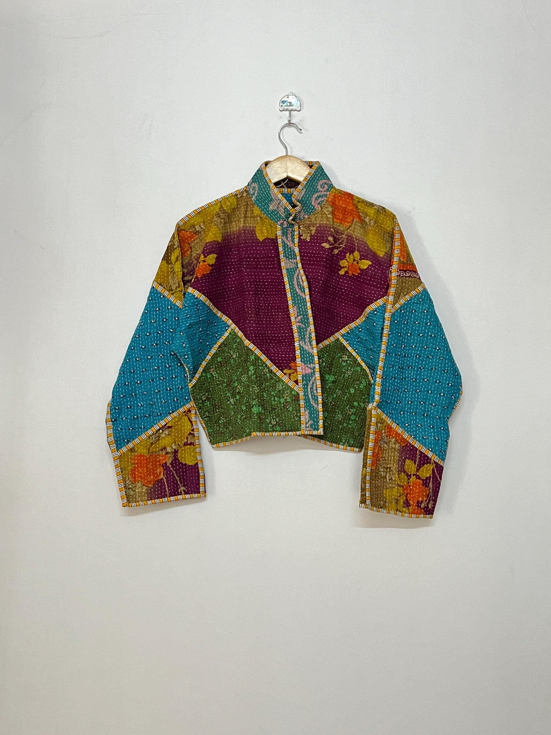 Kantha Jacket Reversible Cotton Coat Multi Color Jacket Vintage Jacket ...