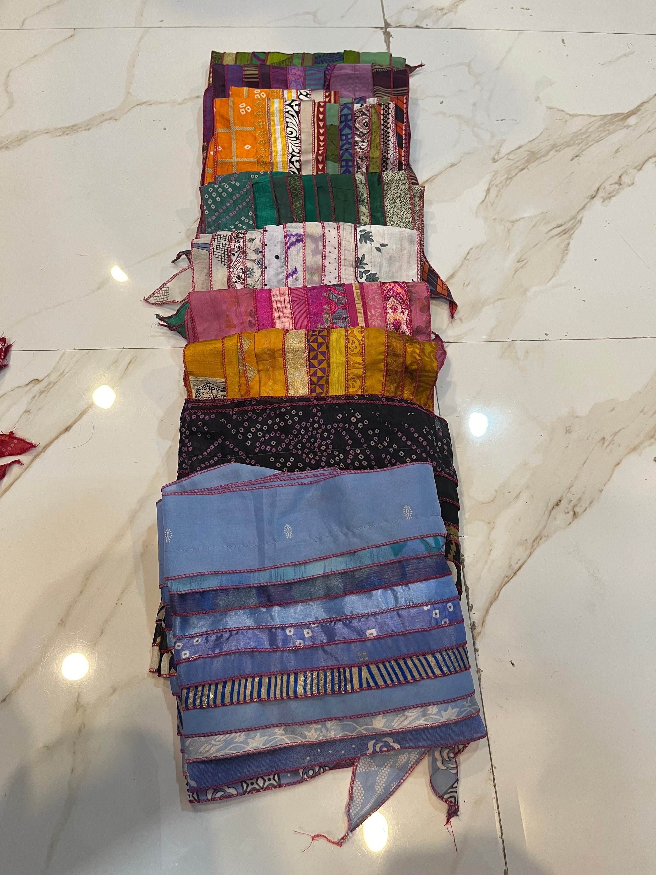 Handmade Patchwork Silk Sari Scarves - Wholesale Lot Indian Multi Layer ...