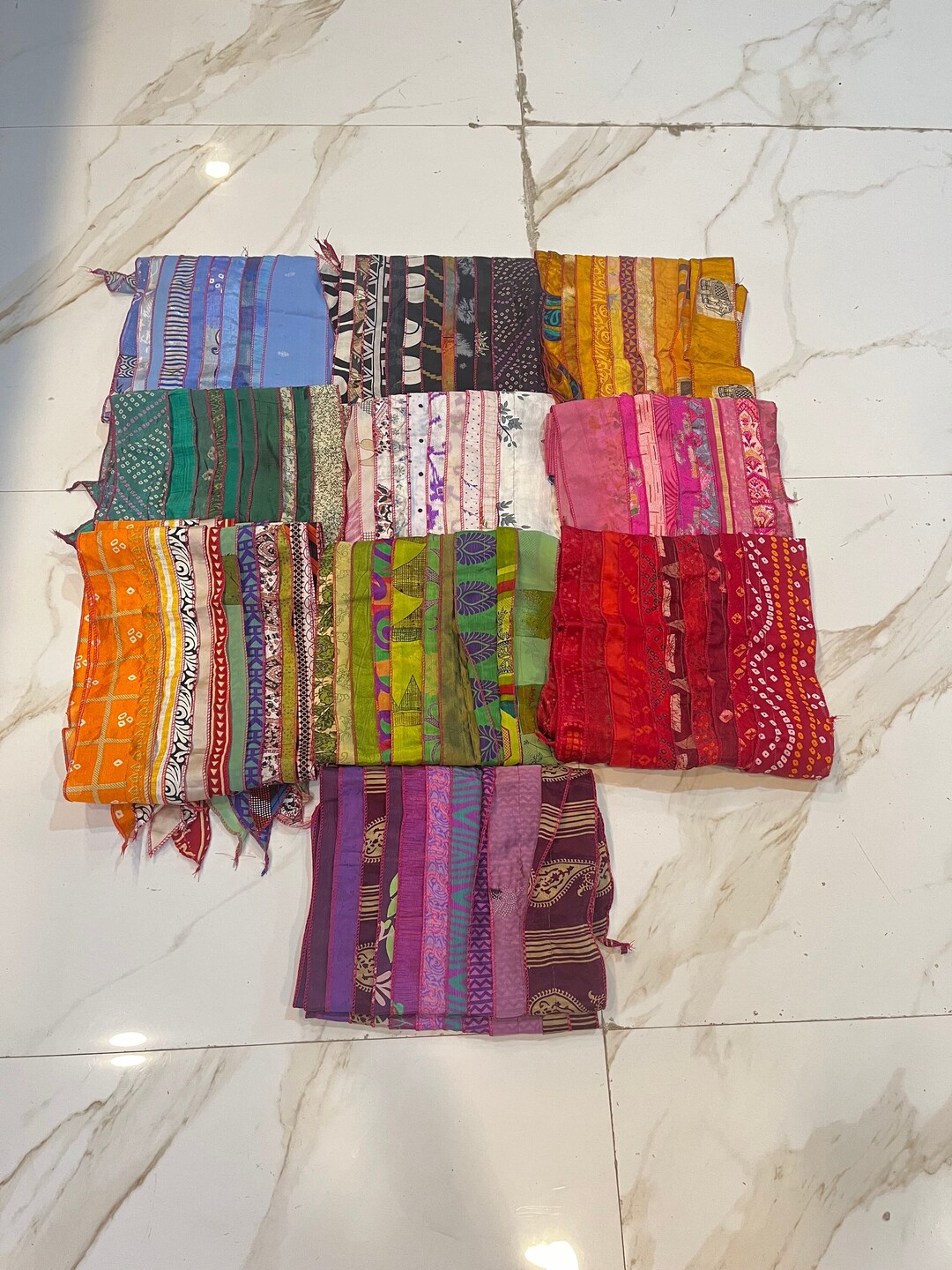 Handmade Patchwork Silk Sari Scarves - Wholesale Lot Indian Multi Layer ...