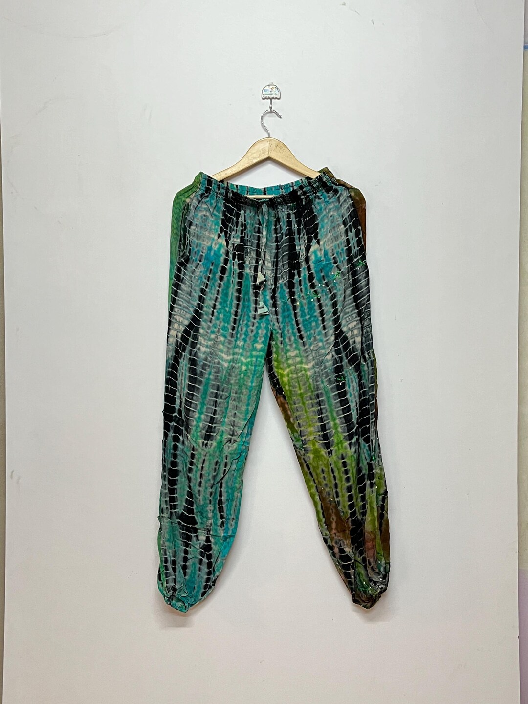 Handmade Tie Dye Harem Pants, Boho Pants, Elastic Waist Pants, Silk ...