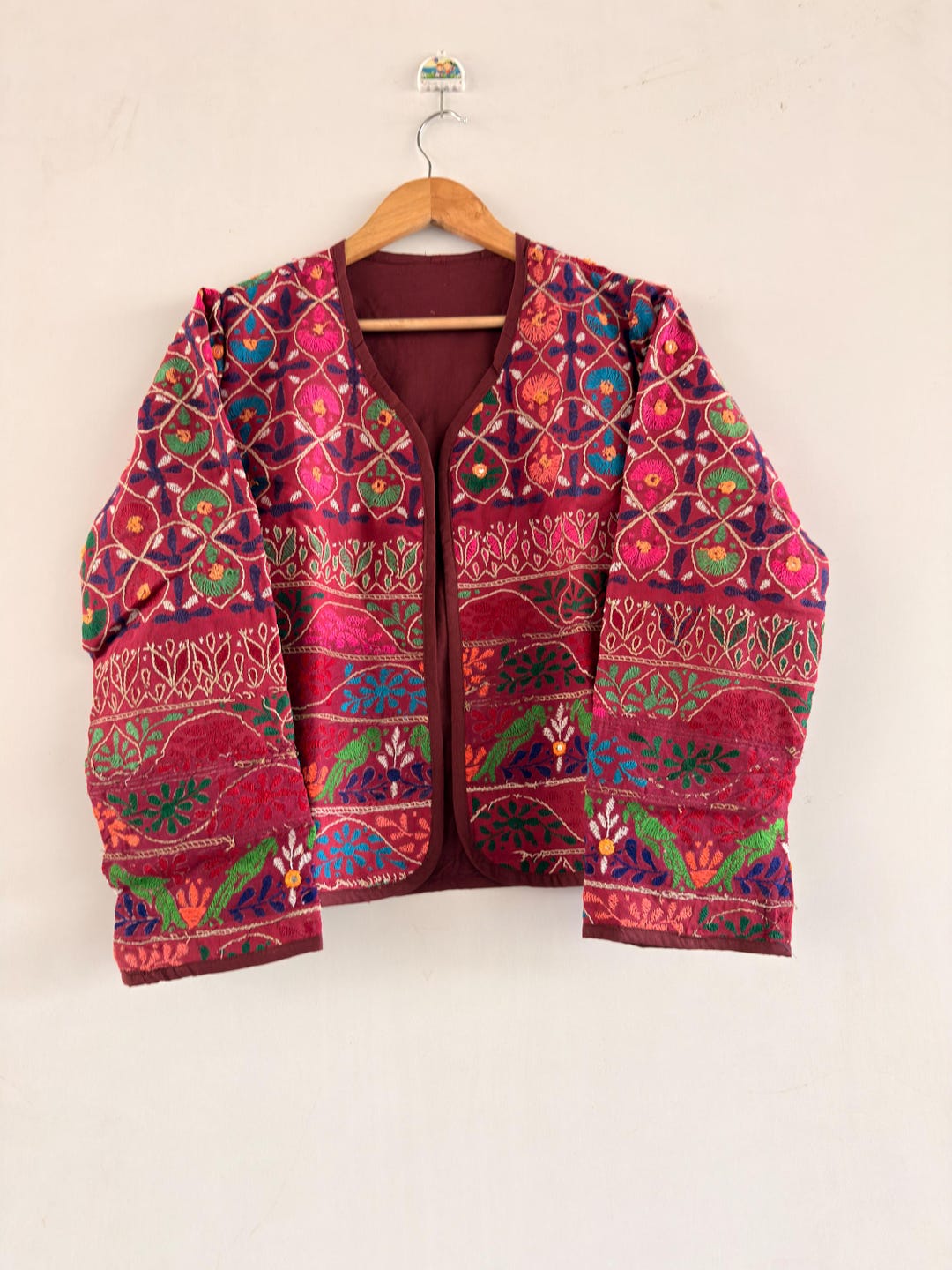 Hand Embroidered Boho Jacket, Vintage Mirror Work Indian Coat - Etsy