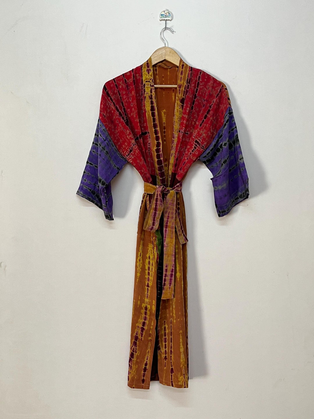 Tie Dye Robe, Silk Robe, Tie Dye Kimono, Beach Cover Up, Boho Robe ...