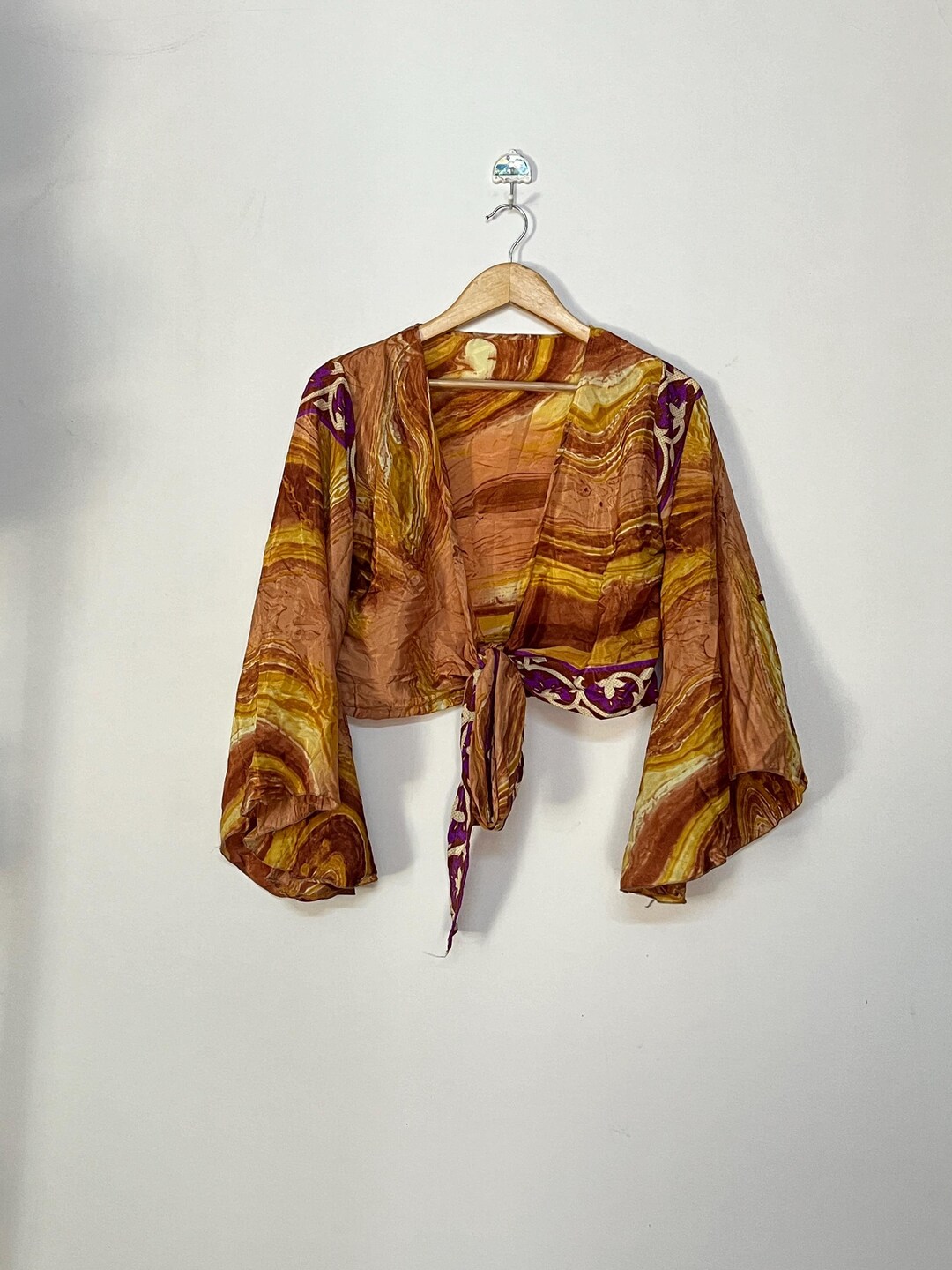 Silk Crop Top, Silk Retro Crop Top, Orange Silk Top, Silk Crop Blouse ...