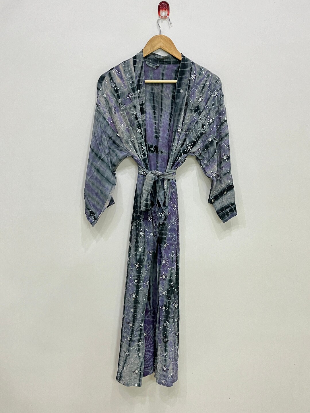Beautiful Hand Tie Dyed Kimono Robe, Pure Silk Tie Dye Robe, Long Silk ...