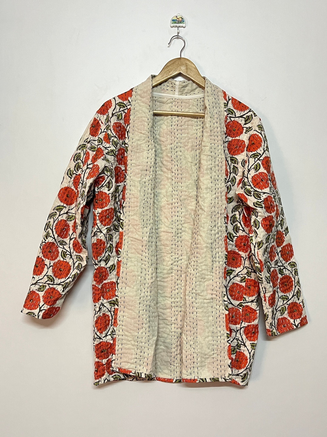 100% Cotton Kantha Jacket for Women, Kantha Quilted Open Jacket, Loose ...