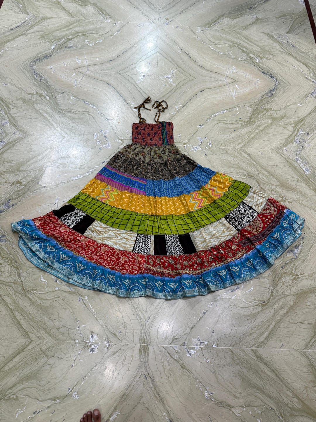 Recycle Silk Two in One Dress / Patchwork Maxi Skirt Dress / Bohemian ...