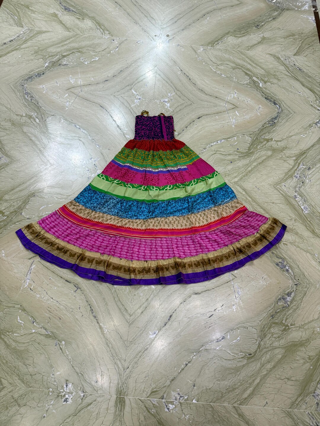 Recycle Sari Silk Maxi Skirt Dress / Colorful Silk Skirt / One Size ...