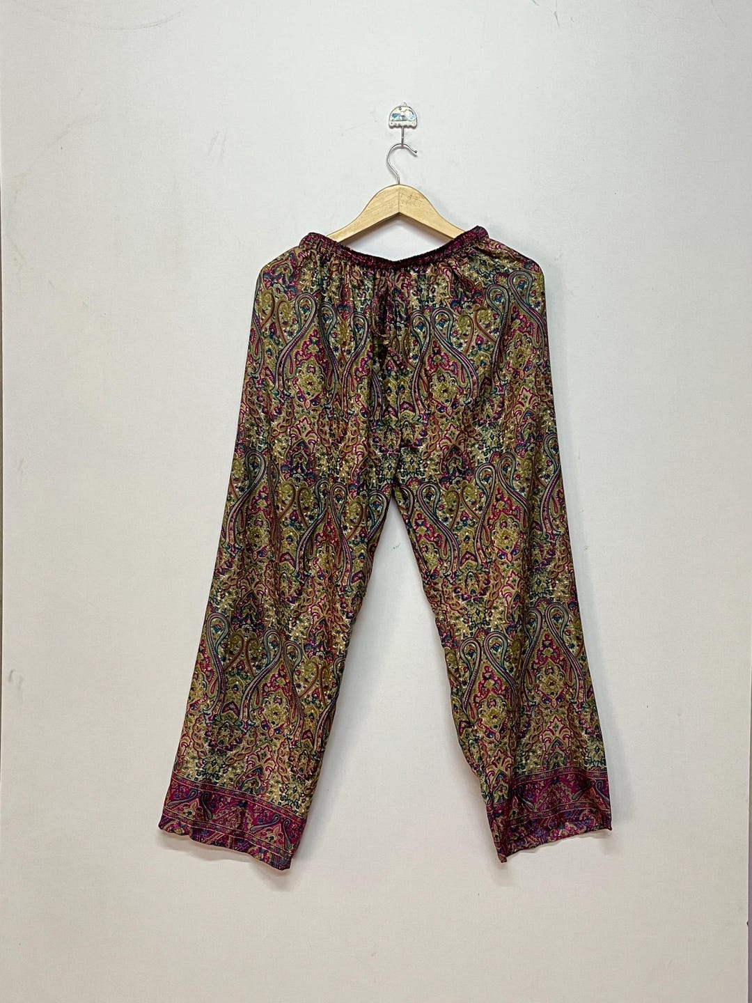 Recycle Silk Sari Palazzo Pants Floral Print Soft Silk Trouser Wide Leg ...