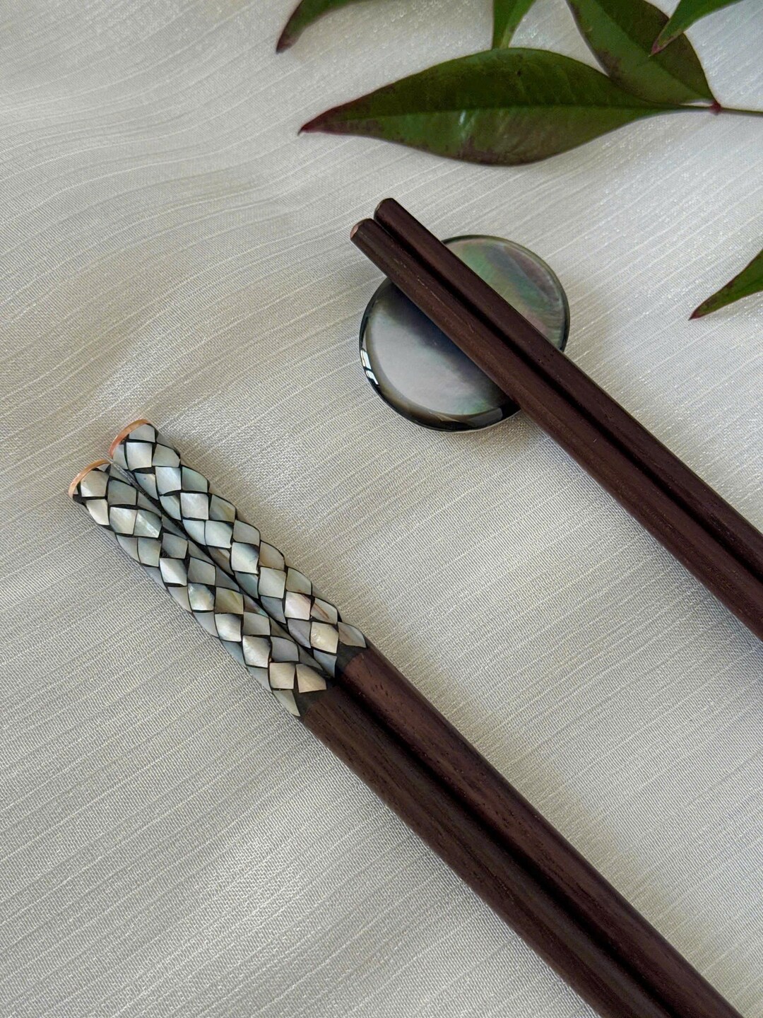 Mother of Pearl Chopsticks Set With Rest | Handmade Wooden Chopsticks ...