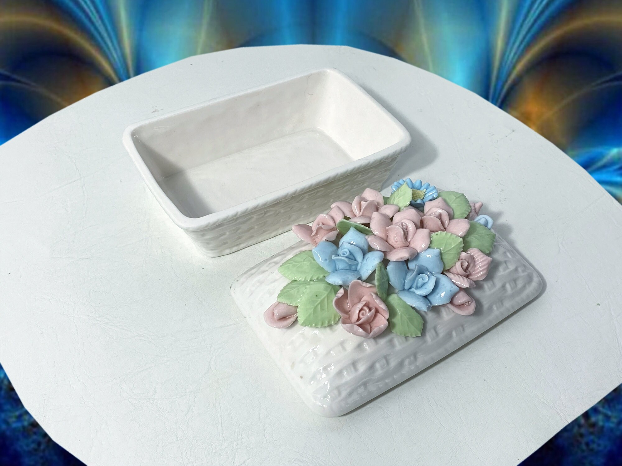 Vintage Porcelain Casket With Lid Porcelain Box With Flowers Floral ...