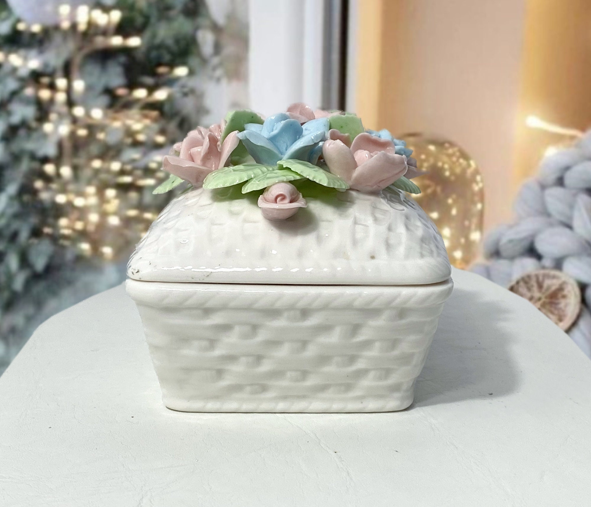 Vintage Porcelain Casket With Lid Porcelain Box With Flowers Floral ...