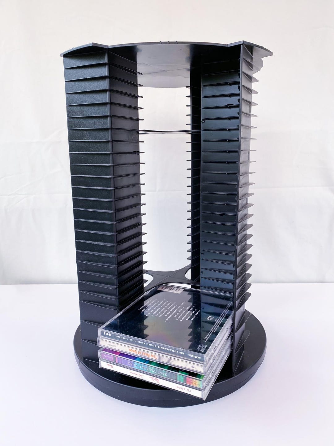 Vintage Hard Plastic Unique Fellowes Rotating 112 CD DVD Disk Holder CD ...