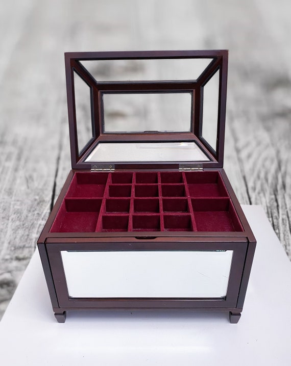 Vintage wooden jewelry box with mirror and drawers Un… - Gem
