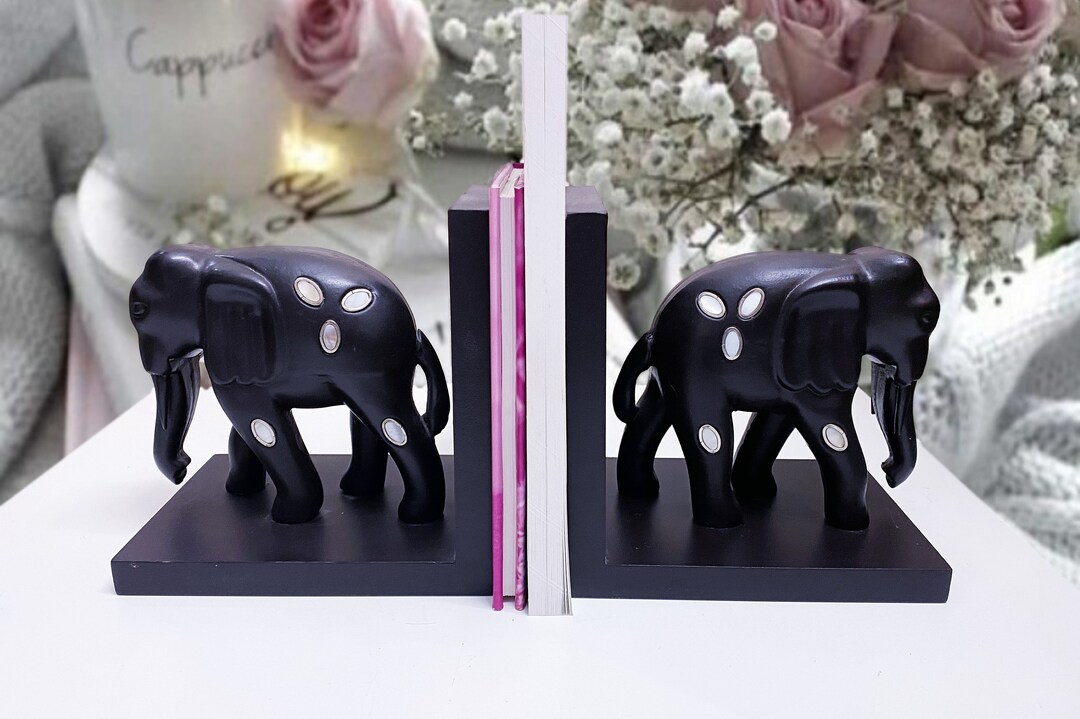 Vintage Gorgeous Wood Elephant Bookends - Etsy