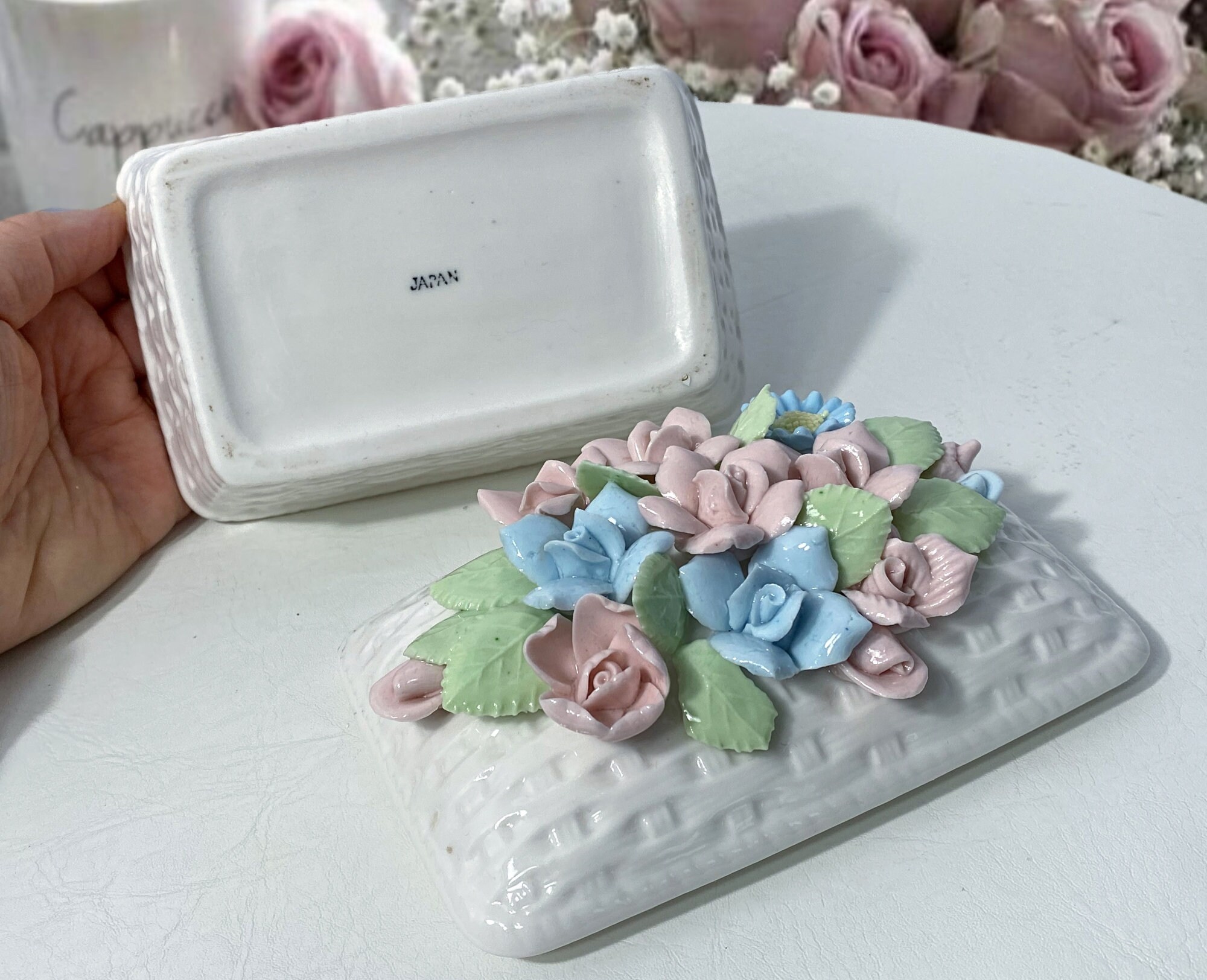 Vintage Porcelain Casket With Lid Porcelain Box With Flowers Floral ...