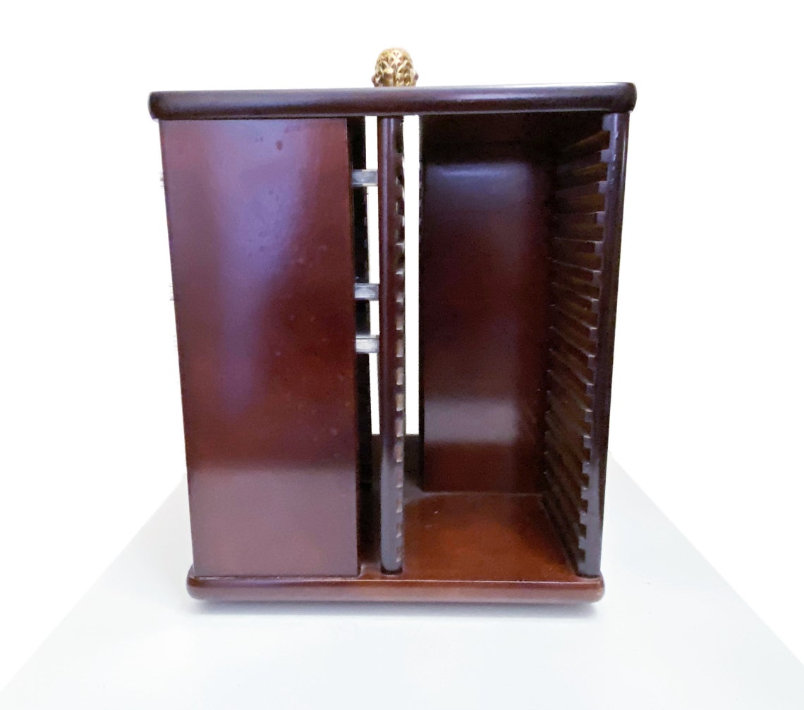 Vintage Wooden Unique Rotating 64 CD DVD Disk Holder CD Spinner Tower ...