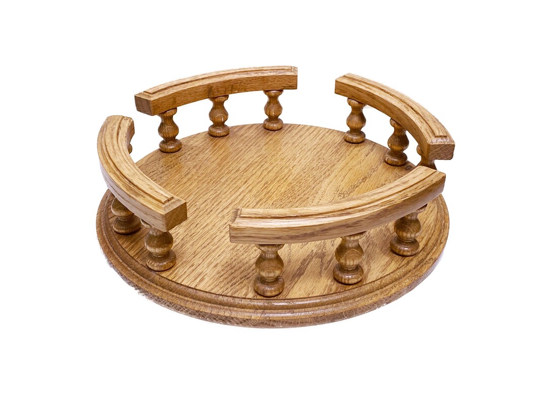 Vintage Tabletop Wooden Lazy Susan Kitchen Spinning Table Storage With ...