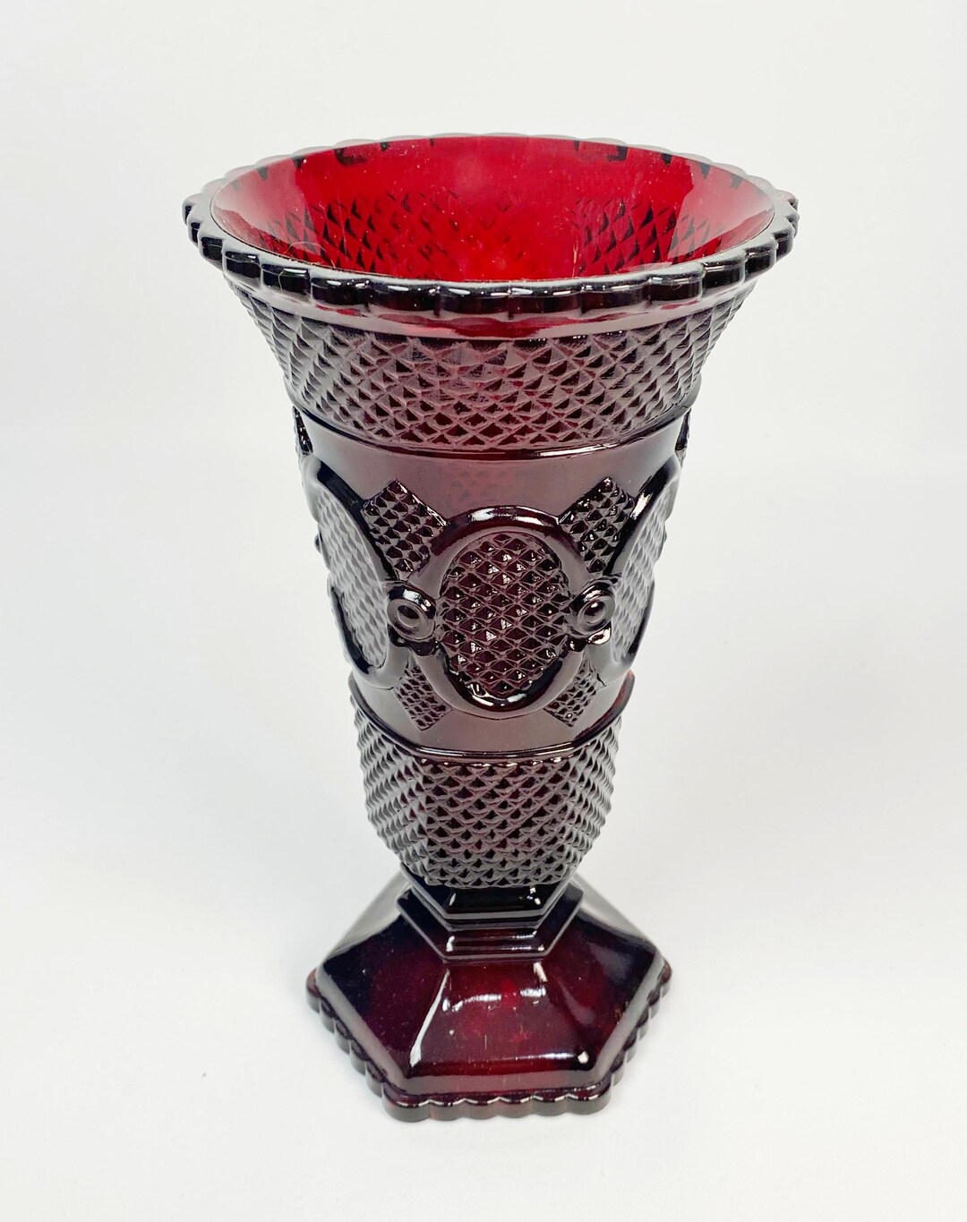 Vintage Avon Ruby Red Cape Cod Glass Vase Elegant Ruby Glassware - Etsy