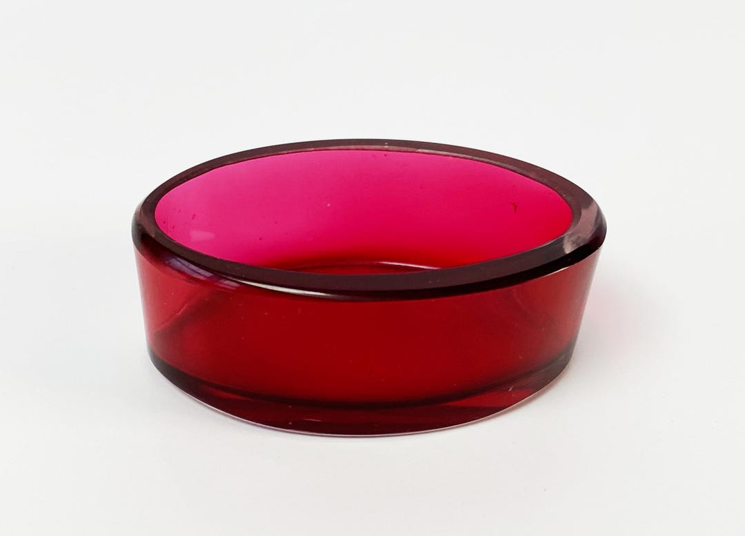 Vintage Ruby Red Glass Small Dish Mini Serving Oval Dish for Ground ...