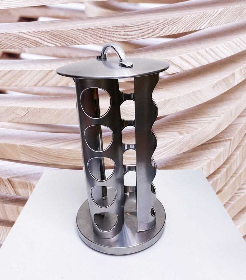 Vintage Counter Top Rotating Spice Rack Carousel Steel Tower Spice Rack ...