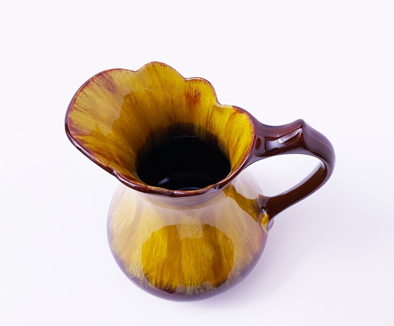 Vintage Blue Mountain Pottery Pitcher: Yellow Brown Flow Glaze BMP ...