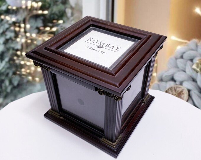 Vintage Bombay Picture Cube Chest Wood Keepsake Box Jewelry Desk ...