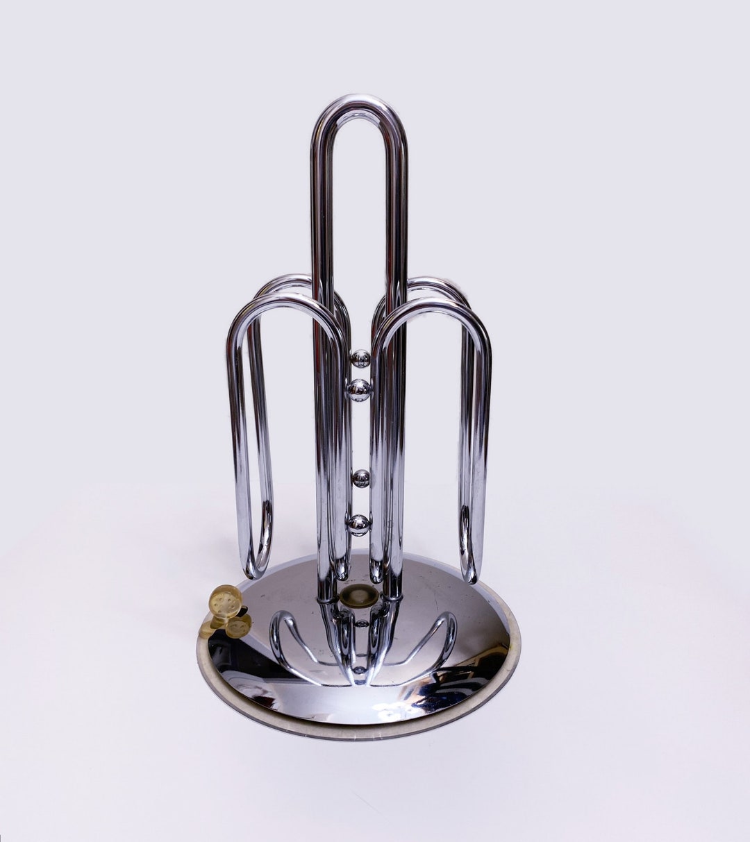 Vintage Bent Tube Chrome Ball Napkin Holder Suction Cup Decor Modern ...
