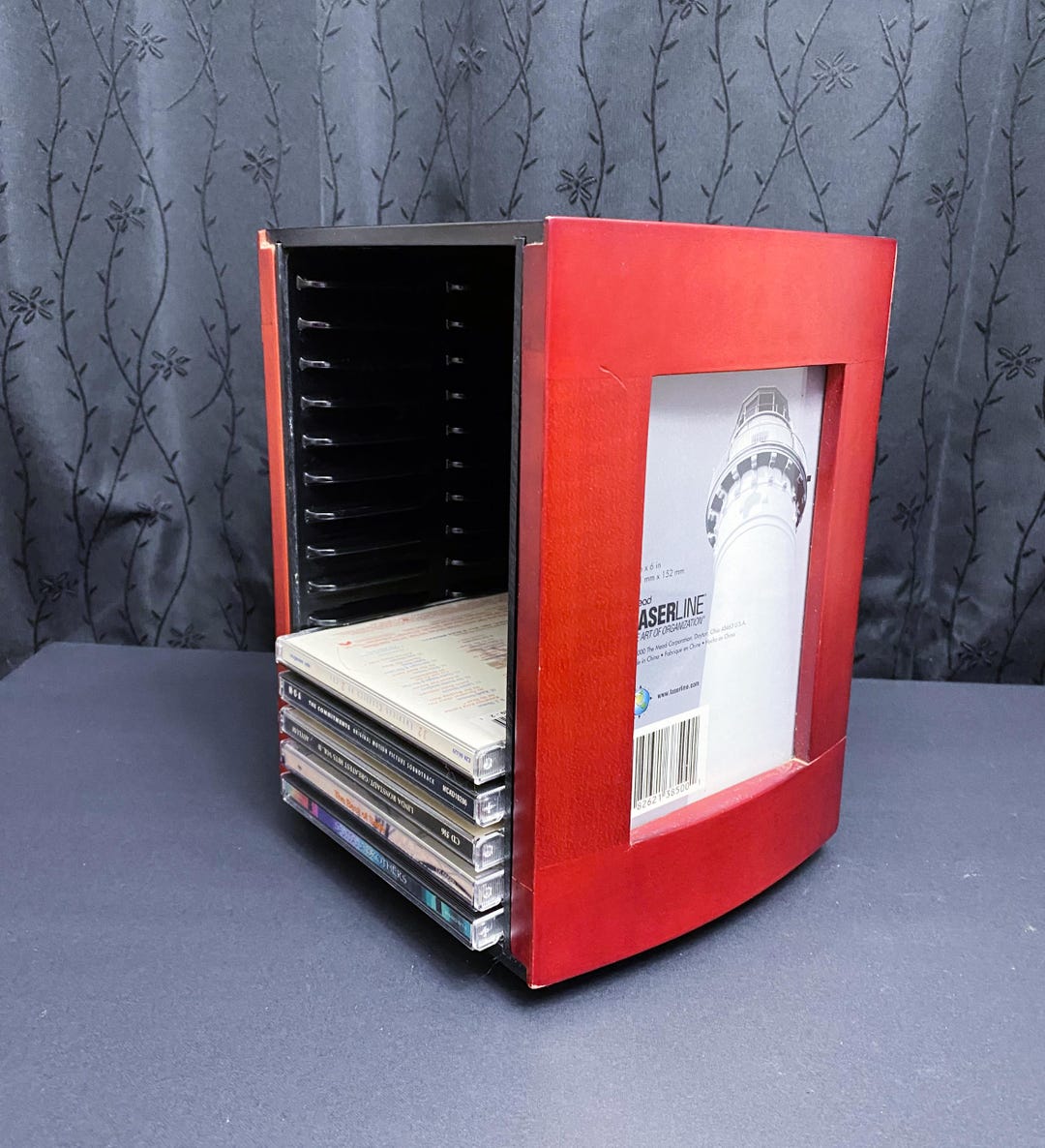 Vintage Wooden Unique Rotating 15 CD DVD Disk Holder CD Spinner Tower ...